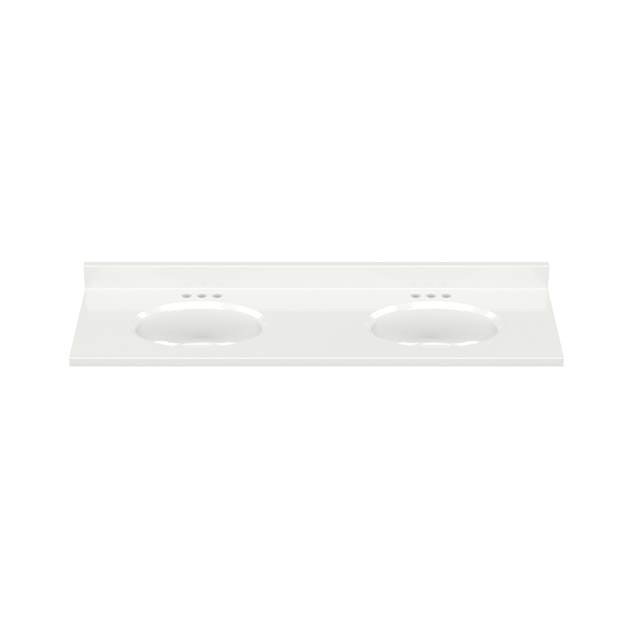 White Oval 61"W x 19"D Solid White Cultured Marble Vanity Top with Oval ...