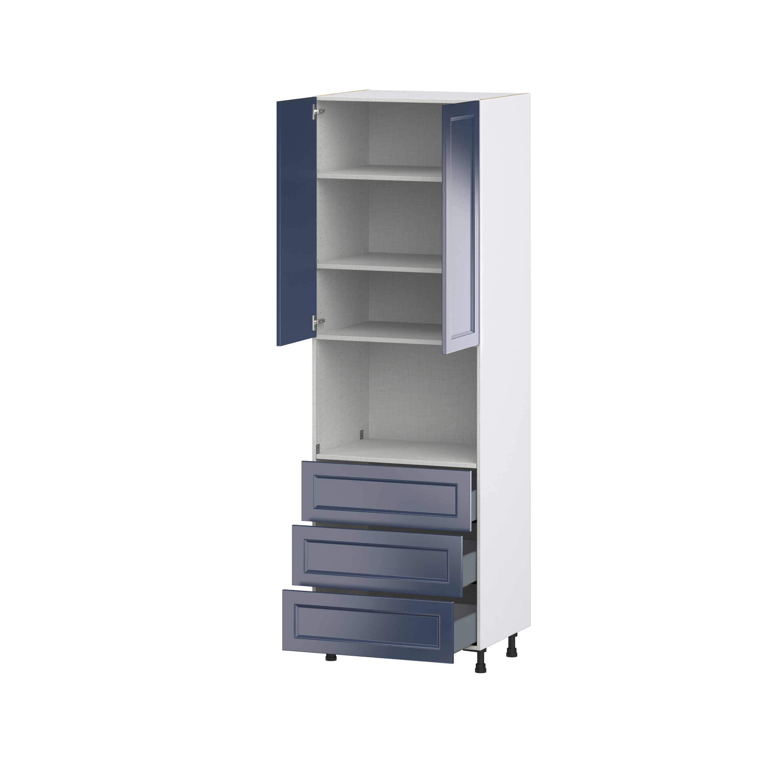 Camellia Painted Midnight Blue Recessed Assembled Pantry Microwave ...