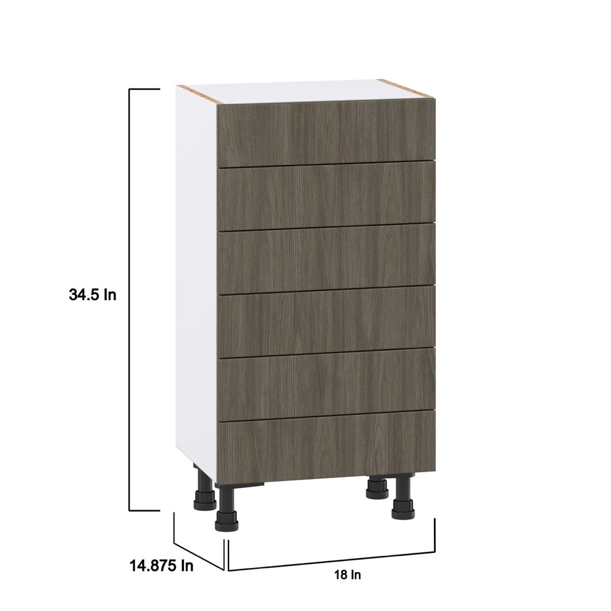 Cordyline Textured Slab Walnut Assembled Shallow Base Cabinet with 1 ...