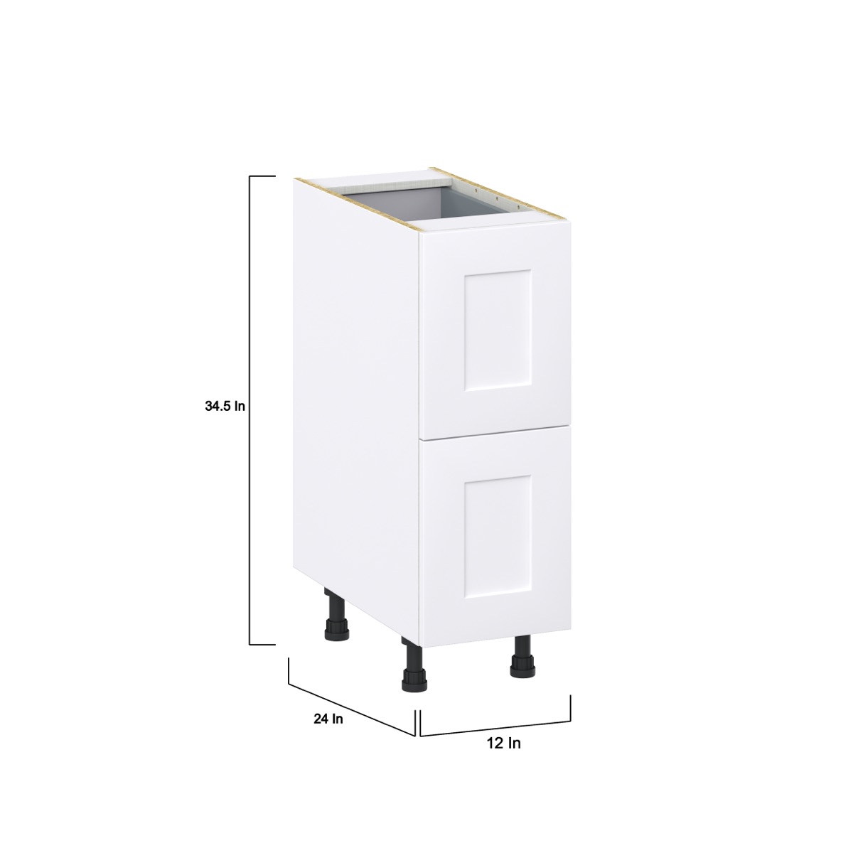 Jasmine Painted Warm White Shaker Assembled Base Cabinet with 2 Drawers ...