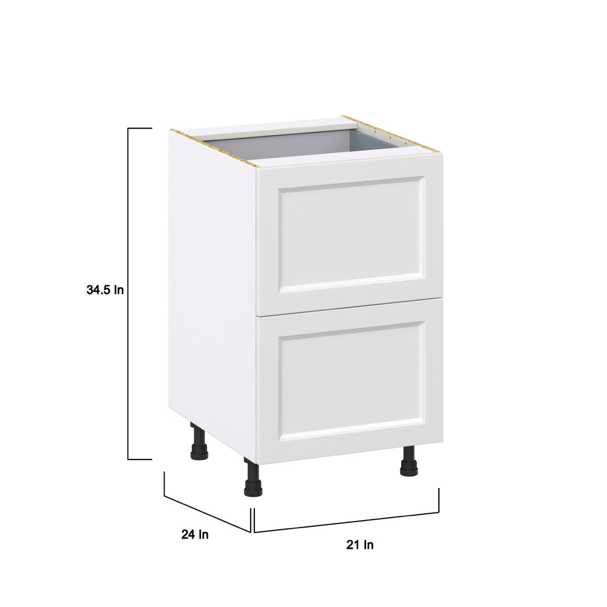 Magnolia Painted Bright White Recessed Assembled Base Cabinet with 2 ...