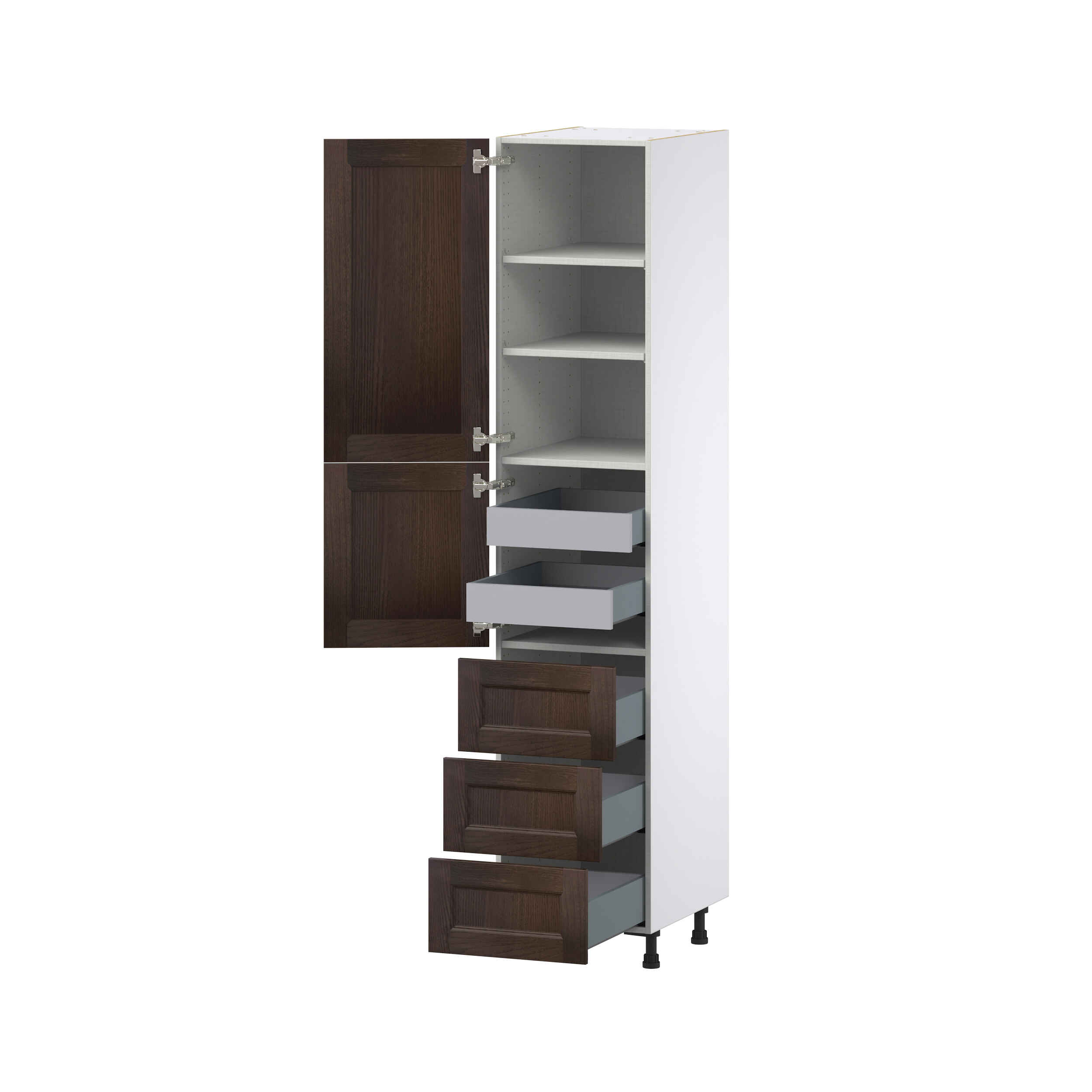 Summerina Chestnut Solid Wood Recessed Assembled Pantry Cabinet 1 Doors ...