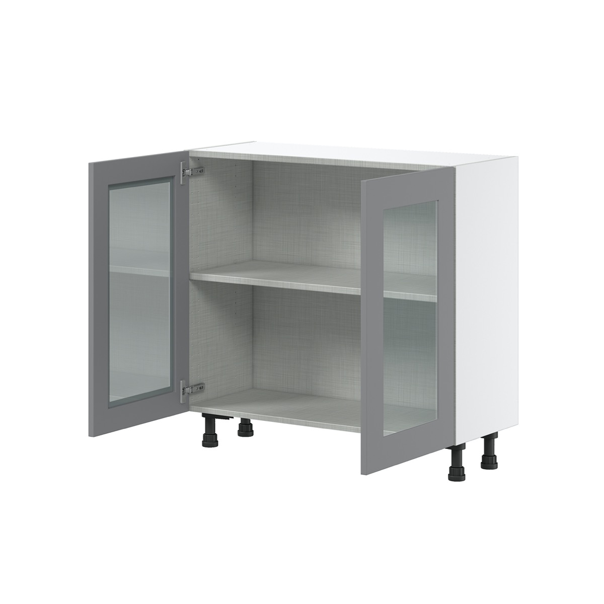 Willow Painted Slate Gray Shaker Assembled Shallow Base Cabinet with 2 ...